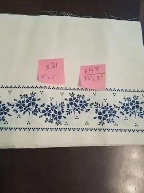 Office | Blue Floral Border Fabric Panel For Home Crafts Quilting ...